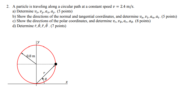 Solved 2. A particle is traveling along a circular path at a | Chegg.com