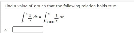 Solved Find a value of x such that the following relation | Chegg.com
