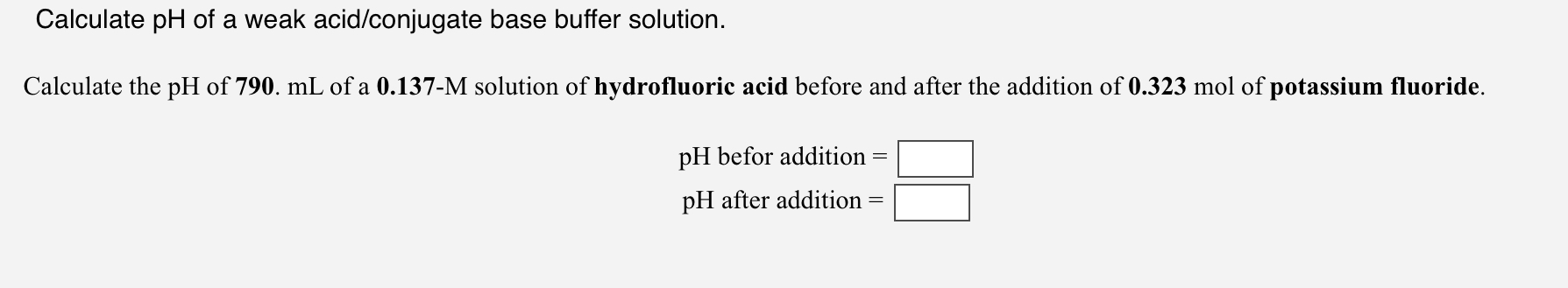Solved Calculate buffer pH after adding strong acid or | Chegg.com