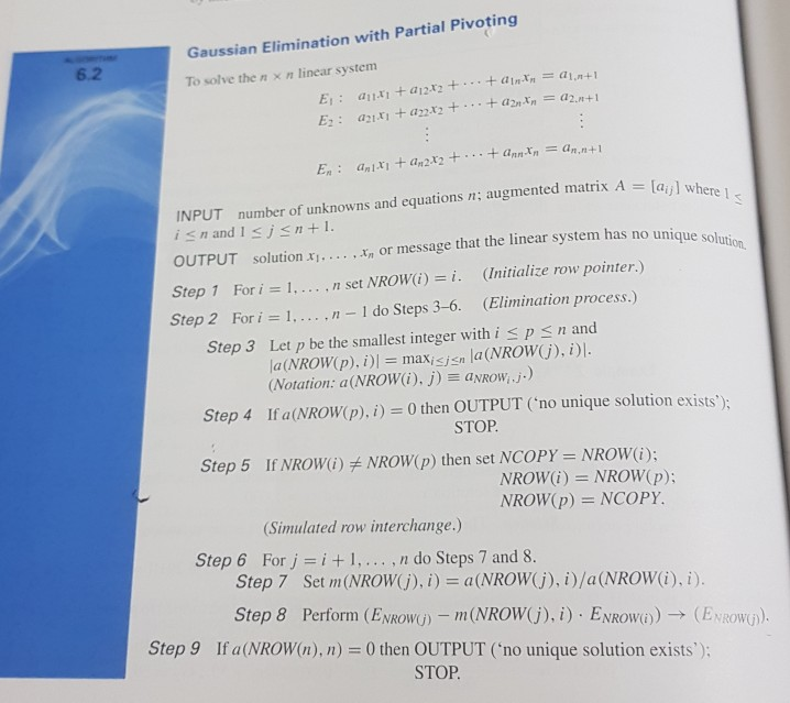 Solved Gaussian Elimination With Partial Pivoting To Solve
