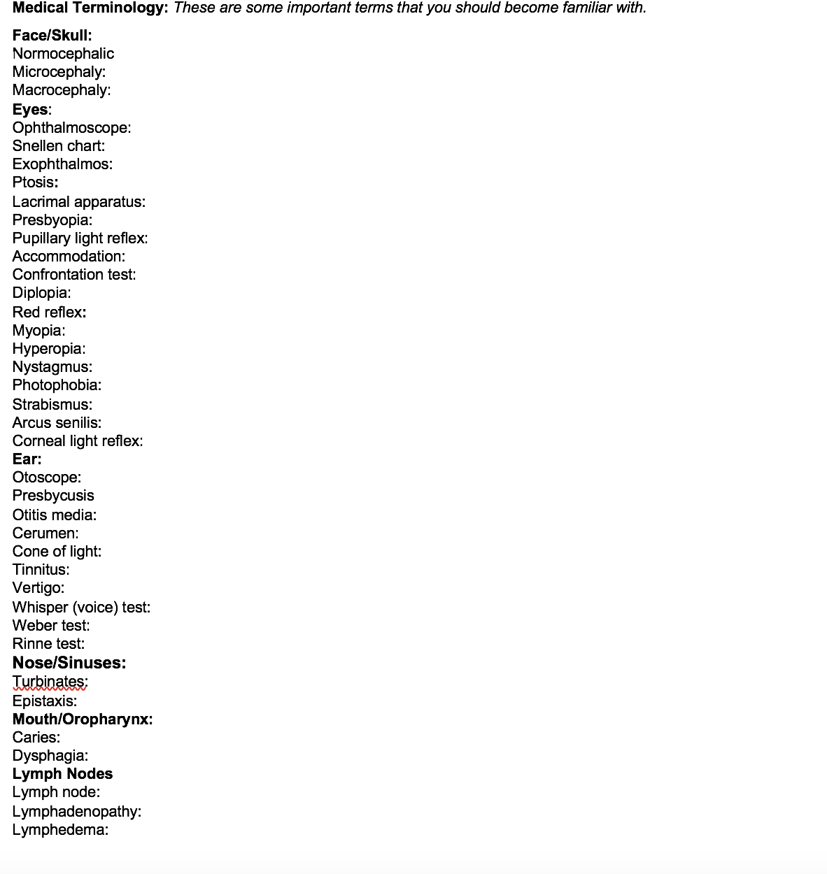 Solved Medical Terminology: These are some important terms | Chegg.com