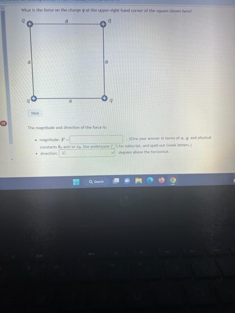 Solved what is the force on the charge q in the upper-right | Chegg.com