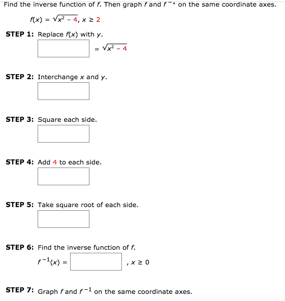Solved Find the inverse function of f. Then graph fand f- on | Chegg.com
