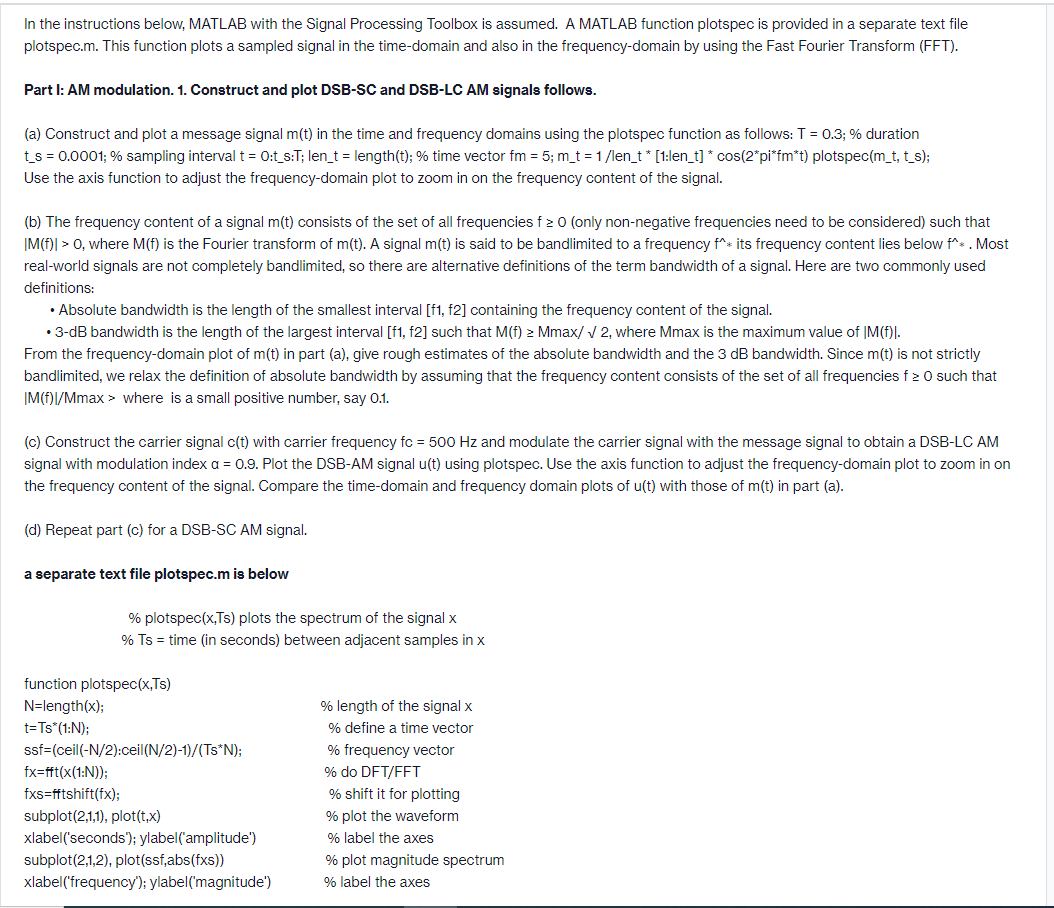 In The Instructions Below Matlab With The Signal 2333