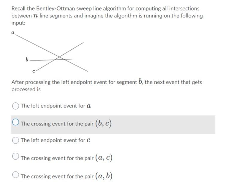 Solved Recall the Bentley-Ottman sweep line algorithm for | Chegg.com