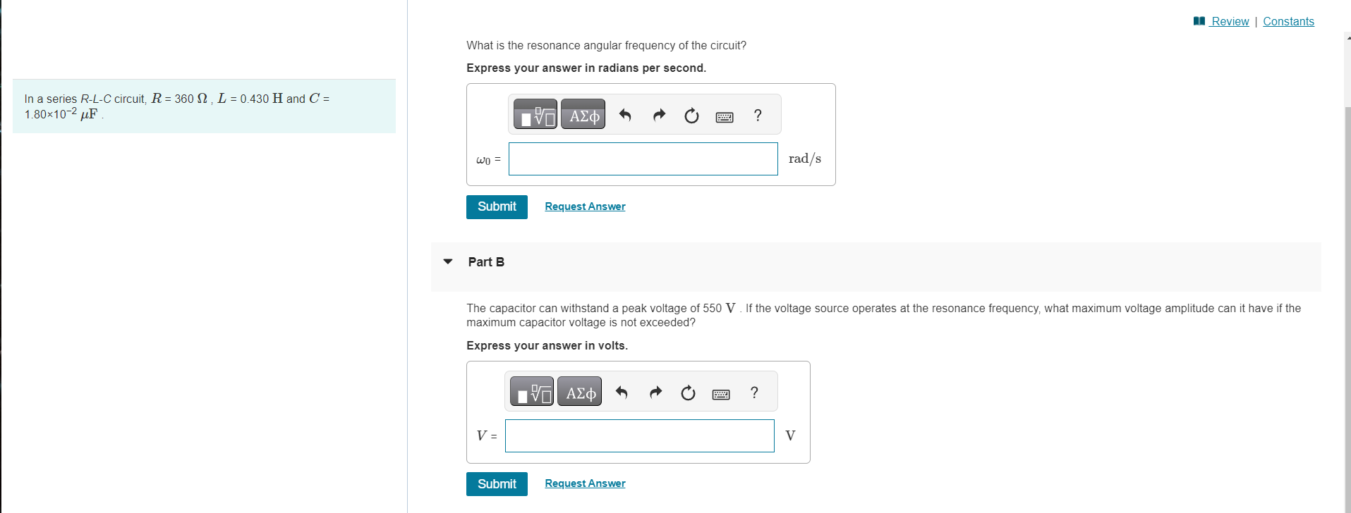 Solved What is the resonance angular frequency of the | Chegg.com