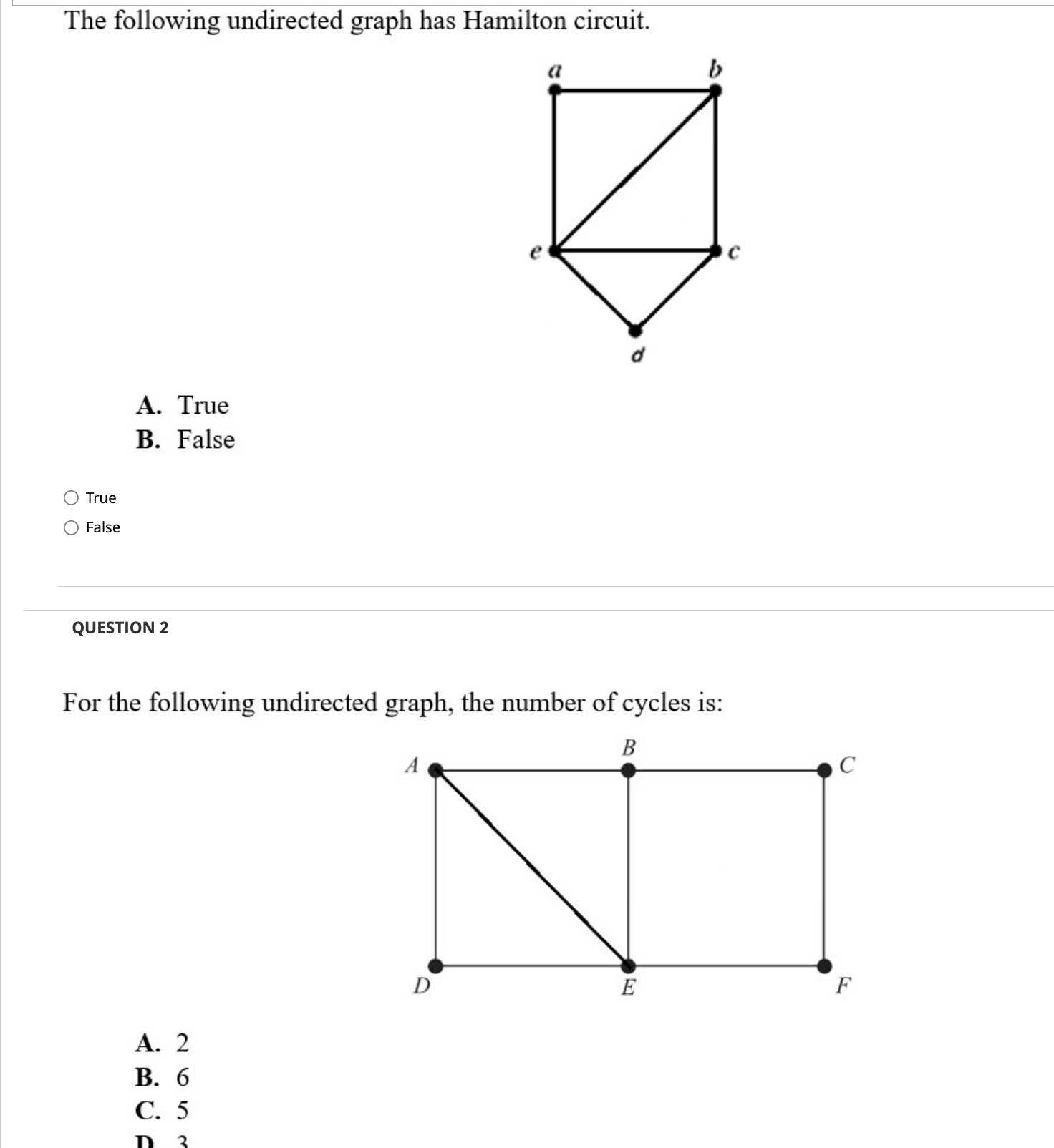 Solved The following undirected graph has Hamilton circuit. | Chegg.com