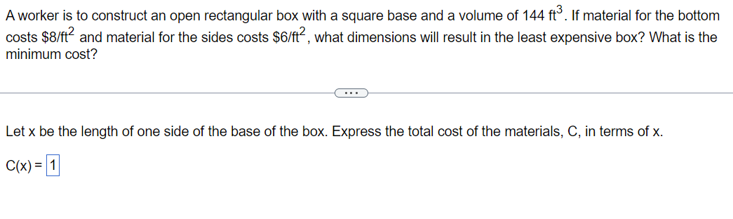 Solved A worker is to construct an open rectangular box with | Chegg.com