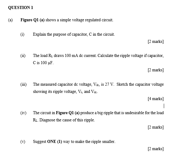 Solved QUESTION 1 (a) Figure QI (a) shows a simple voltage | Chegg.com