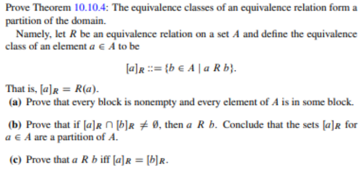 Solved Prove Theorem 10.10.4: The equivalence classes of an | Chegg.com