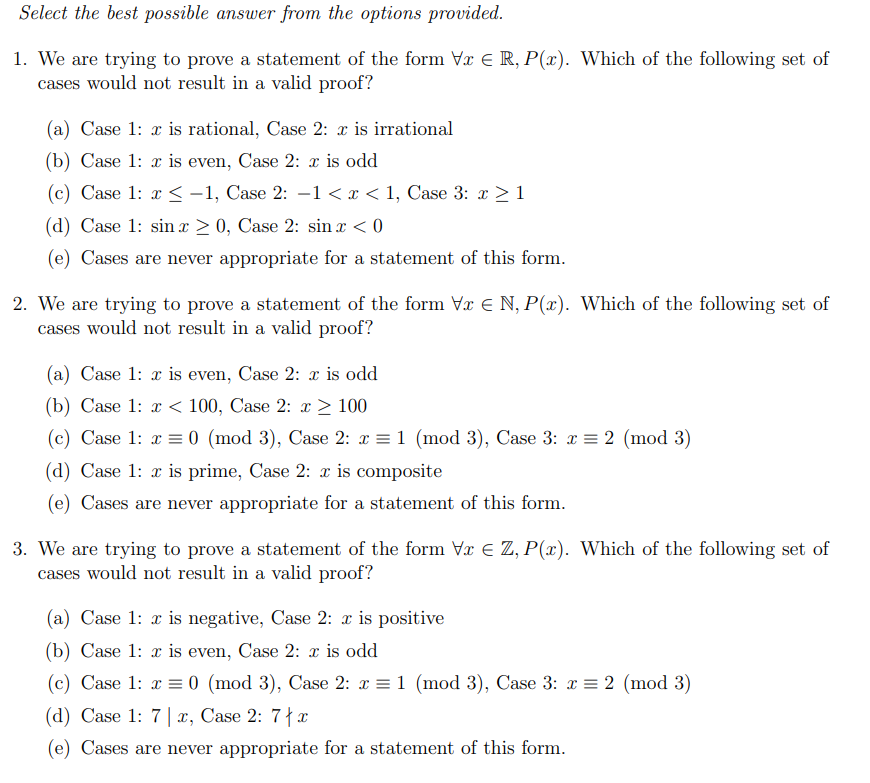 Solved 1. We are trying to prove a statement of the form | Chegg.com