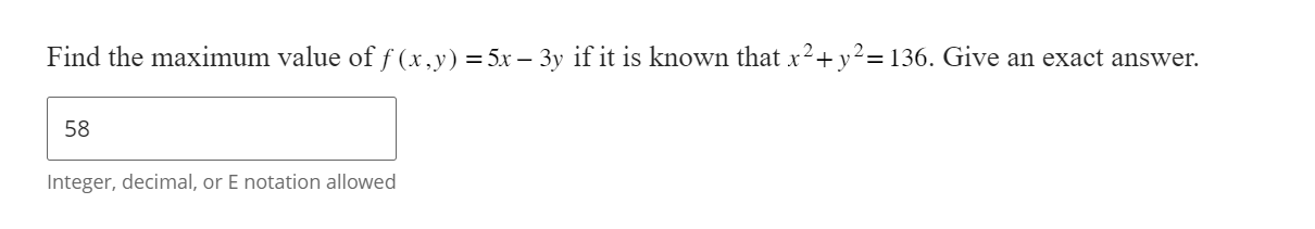 Solved Find the maximum value of f(x,y)=5x−3y if it is known | Chegg.com