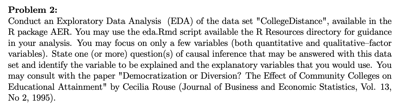 Solved Problem 2: Conduct an Exploratory Data Analysis (EDA) | Chegg.com
