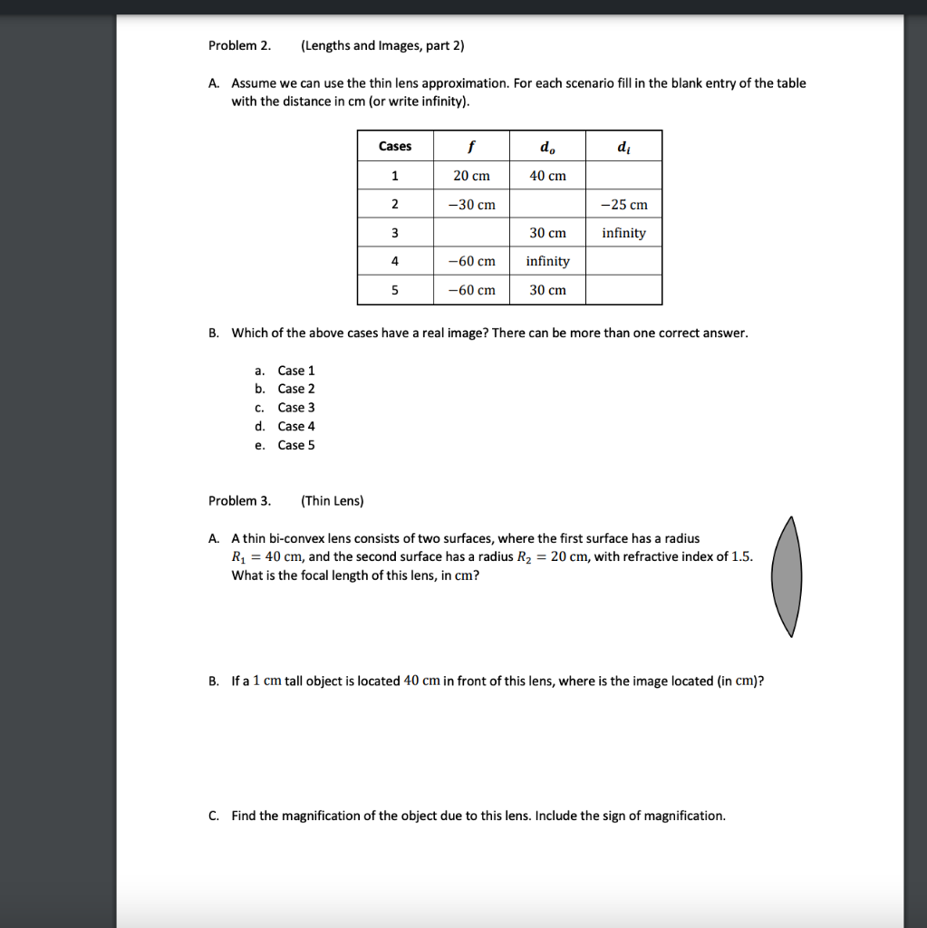 Solved Problem 2 Lengths And Images Part 2 A Assume We