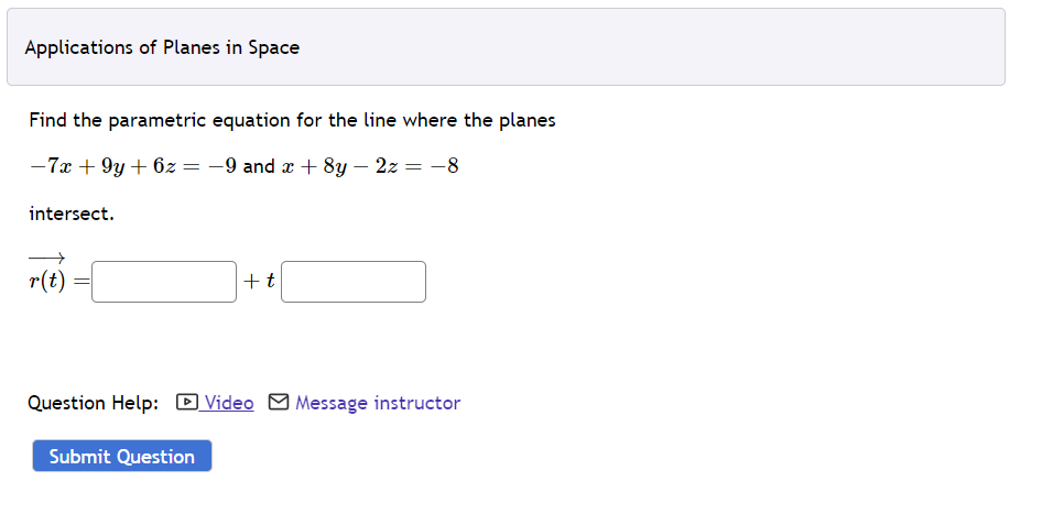 Solved Applications of Planes in Space Find the parametric | Chegg.com