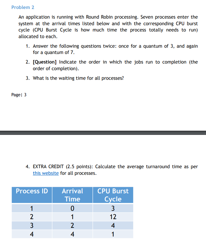 Solved Problem 2 An application is running with Round Robin | Chegg.com