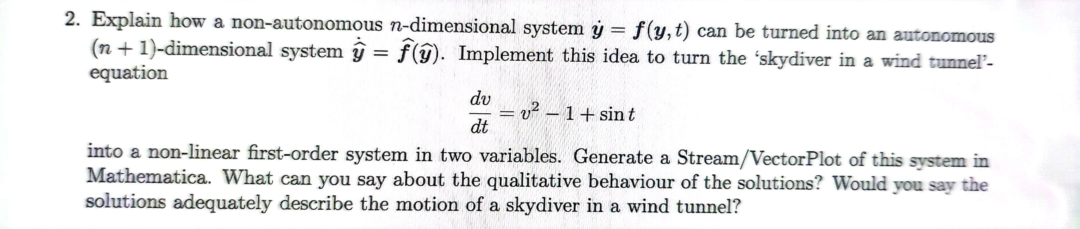 Solved Explain how a non-autonomous n-dimensional system | Chegg.com