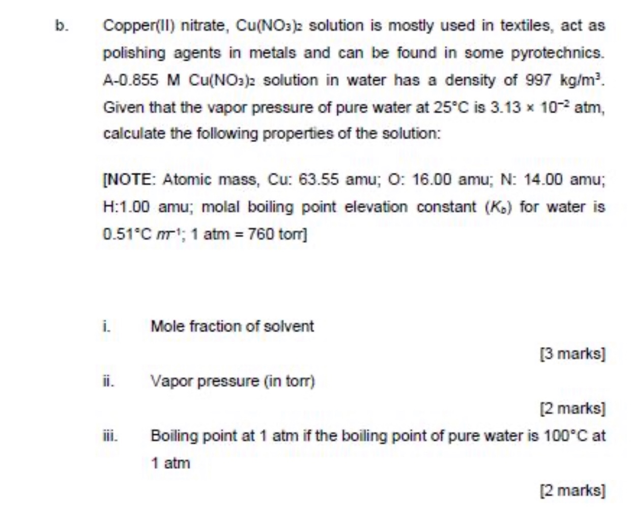 Solved b. Copper(II) nitrate, Cu(NO3)2 solution is mostly | Chegg.com