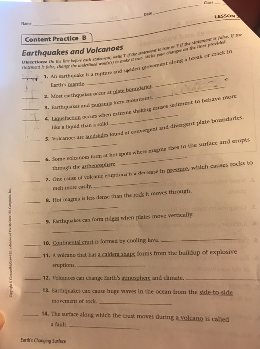 Solved Class Name Date LESSON Content Practice B Earthquakes | Chegg.com