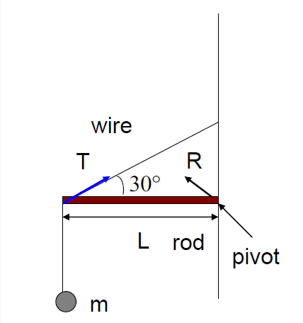 Solved A rod is attached to a pivot on the wall at one end | Chegg.com