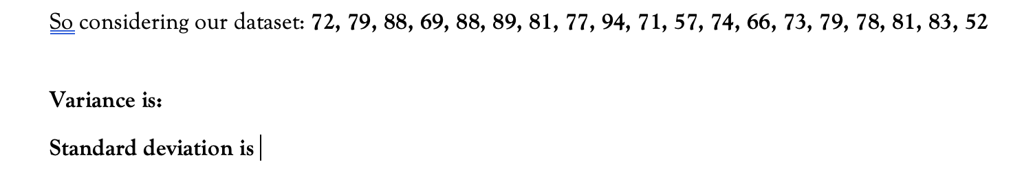 Solved So considering our dataset: | Chegg.com