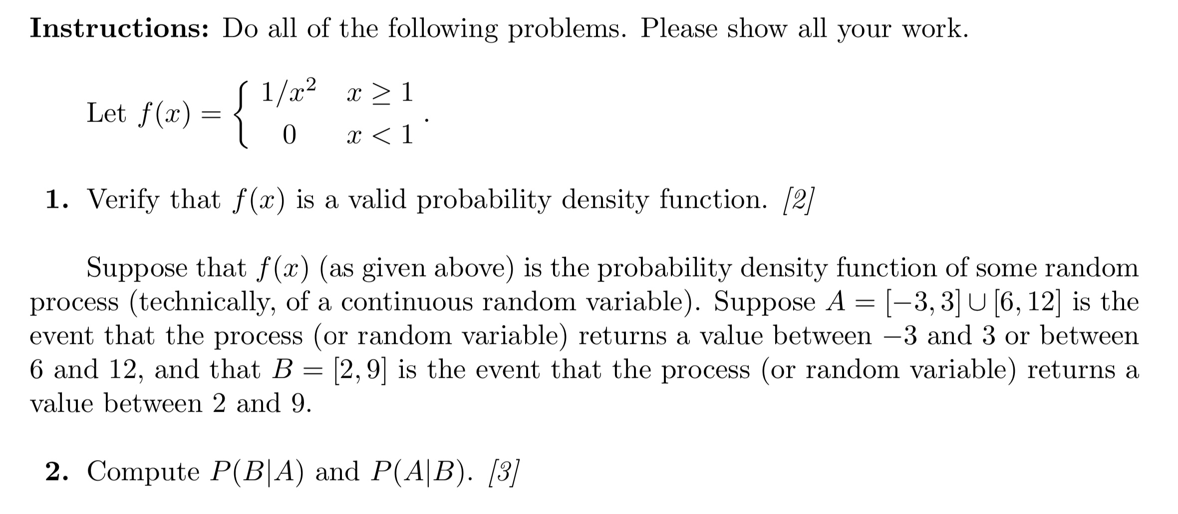 Solved Instructions: Do all of the following problems. | Chegg.com