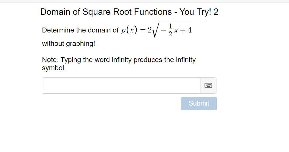 Solved Domain of Square Root Functions - You Try! 2 | Chegg.com