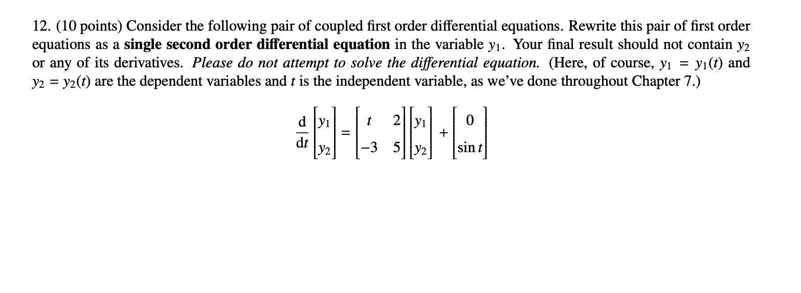 Solved 12. (10 points) Consider the following pair of | Chegg.com