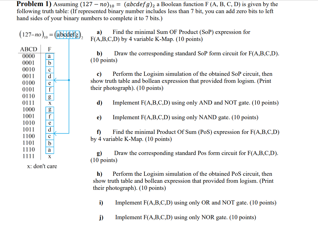 Solved Problem 1) Assuming \\( (127-n o)_{10}=(\\text { | Chegg.com