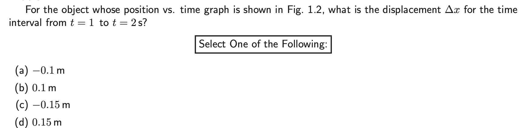 Solved x (m) 0.20 0.15 0.10 0.05 0.5 1.0 1.5 2.0 t(s) -0.05 | Chegg.com