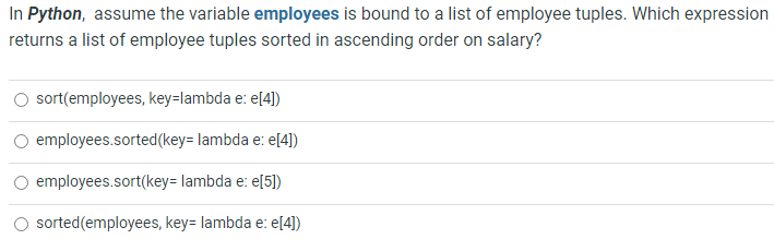 Solved In Python, assume the variable employees is bound to | Chegg.com