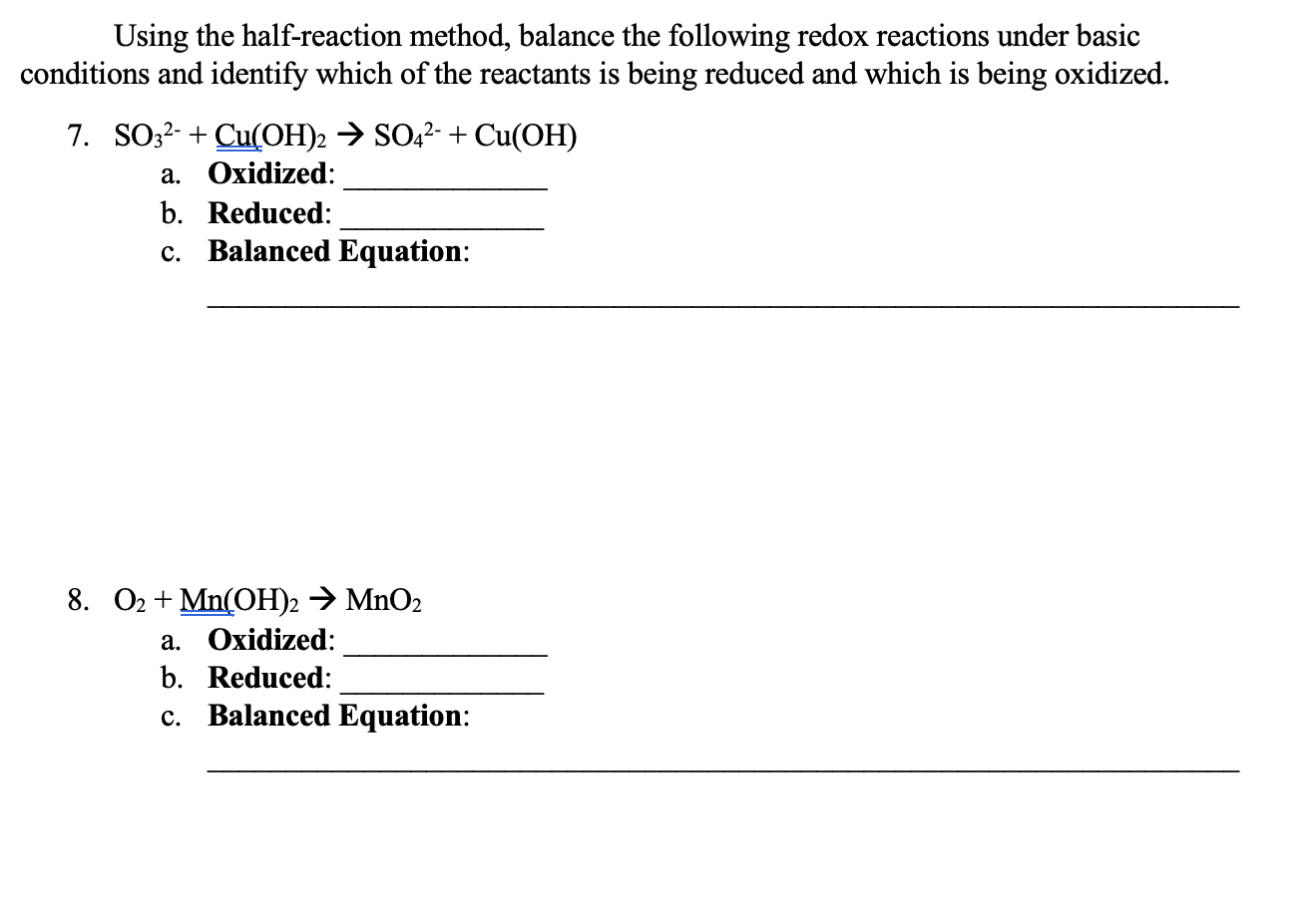 Solved Using the half-reaction method, balance the following | Chegg.com