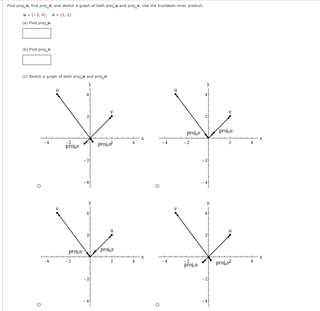 Solved Find proj, u, find proj,V, and sketch a graph of both | Chegg.com