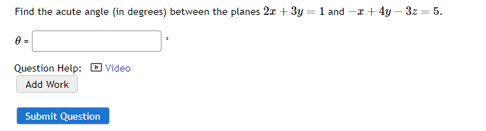 Solved Find the acute angle (in degrees) ﻿between the planes | Chegg.com
