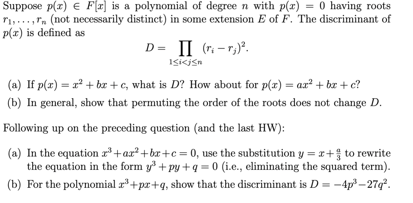 Solved Suppose p(x)∈F[x] is a polynomial of degree n with | Chegg.com