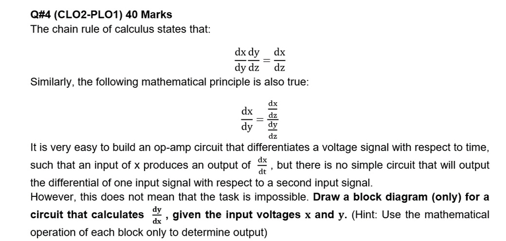 Solved Q#4 (CLO2-PLO1) 40 Marks The chain rule of calculus | Chegg.com