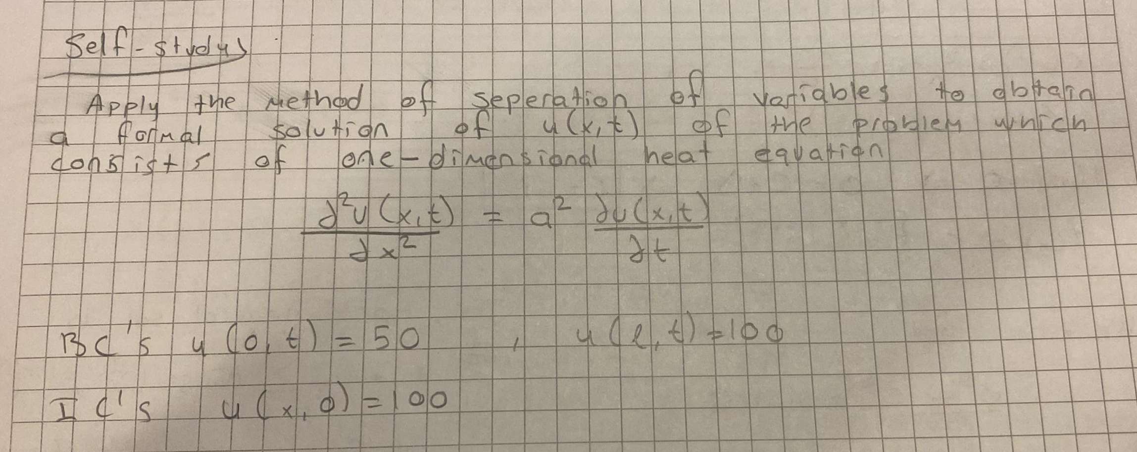 Solved Apply the method of seperation of variables to | Chegg.com