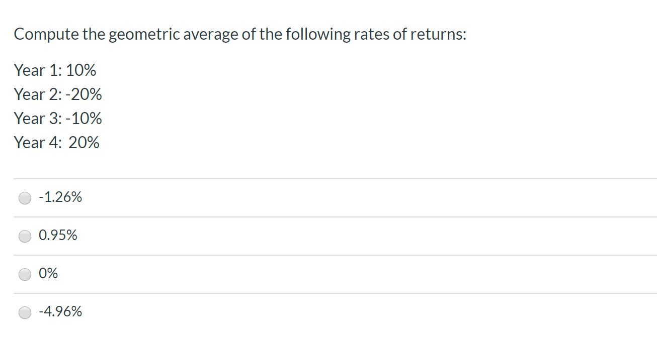 Solved Compute the geometric average of the following rates | Chegg.com