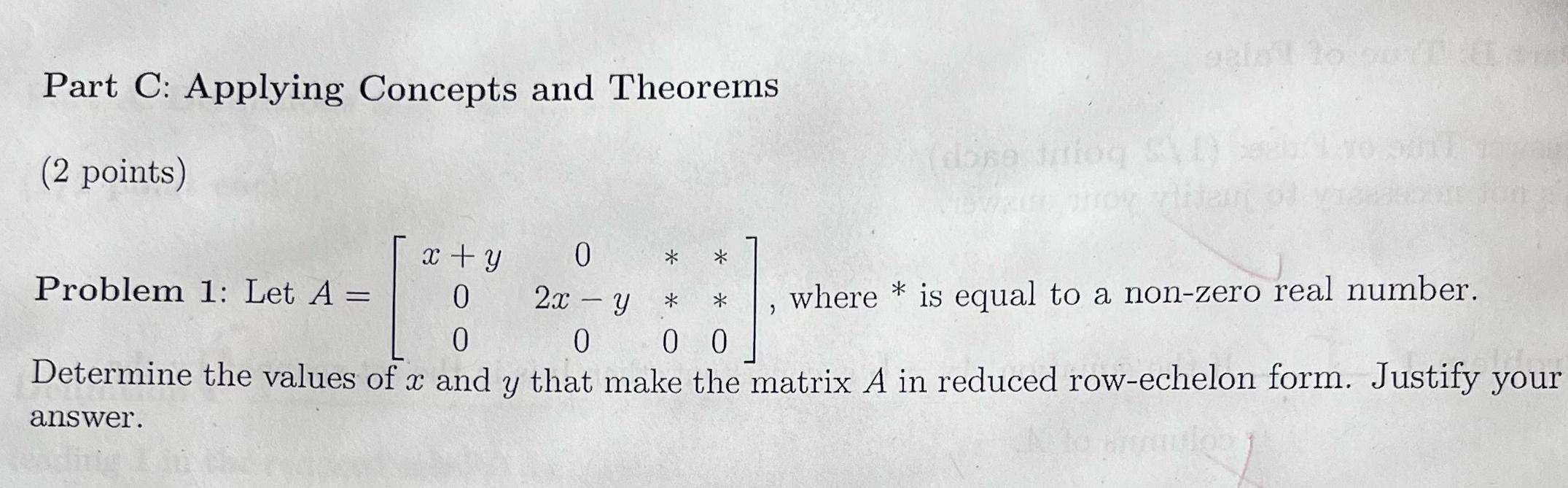 Solved Part C: Applying Concepts and Theorems (2 points) | Chegg.com