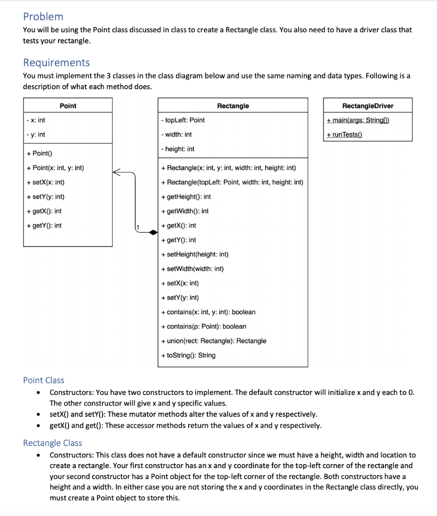 Solved Problem You will be using the point class discussed | Chegg.com