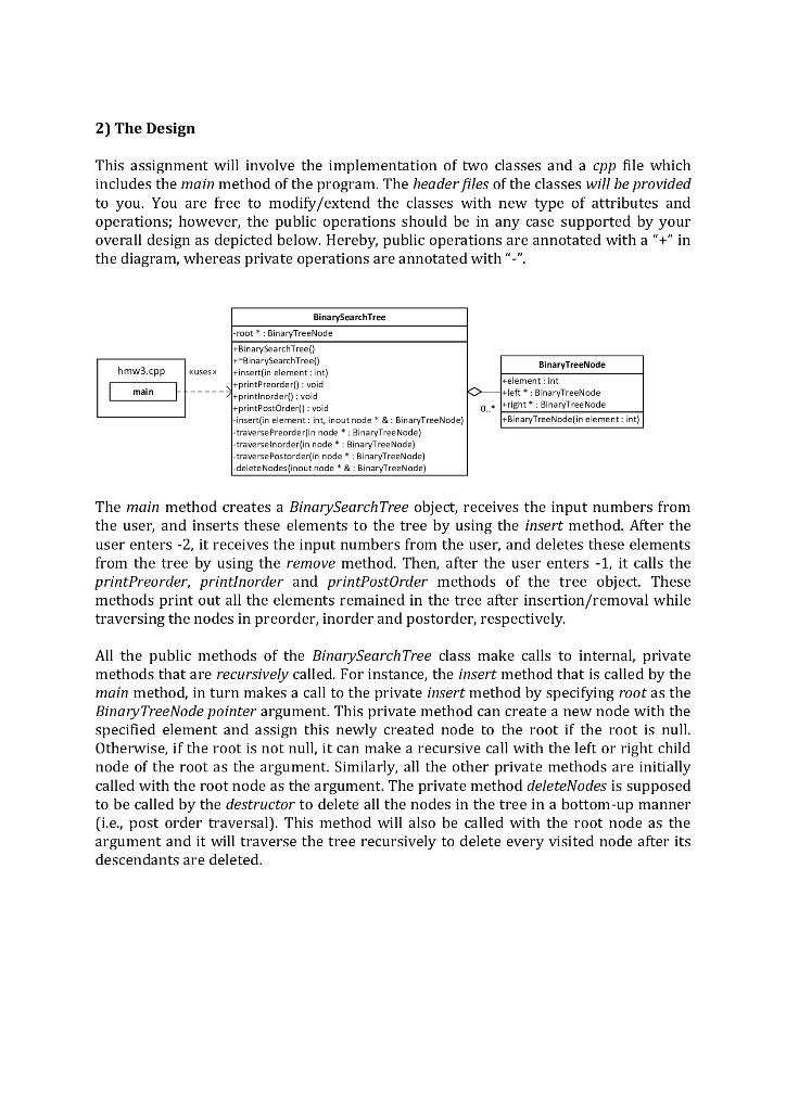 Solved I need the BinarySearchTree.cpp class using these two | Chegg.com