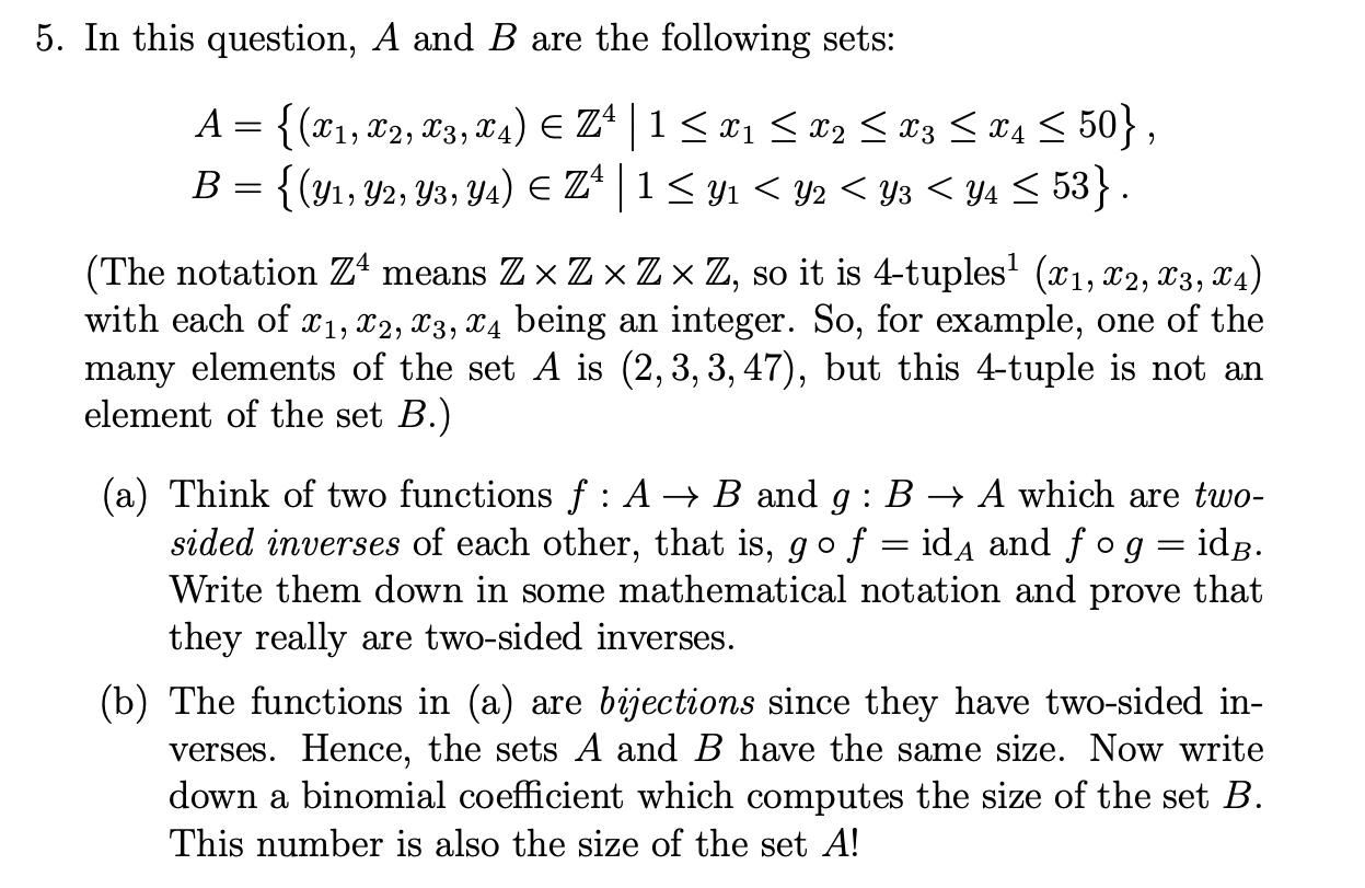 5. In this question, A and B are the following sets: | Chegg.com