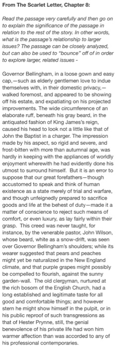 From The Scarlet Letter, Chapter 8: Read the passage | Chegg.com