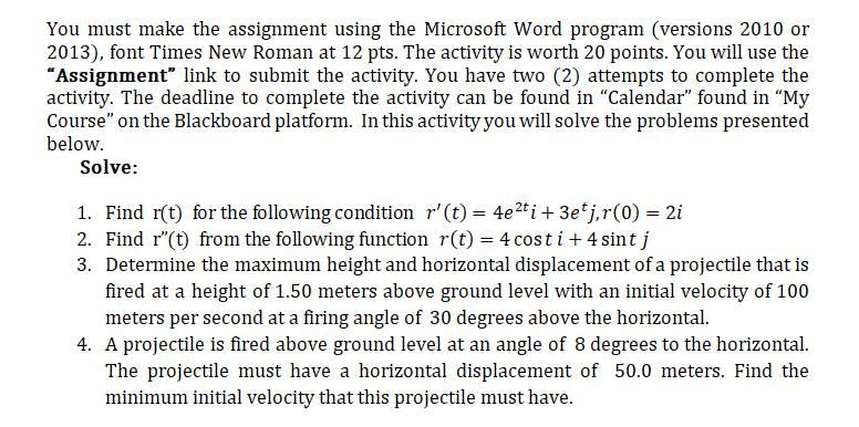 Solved You must make the assignment using the Microsoft Word | Chegg.com