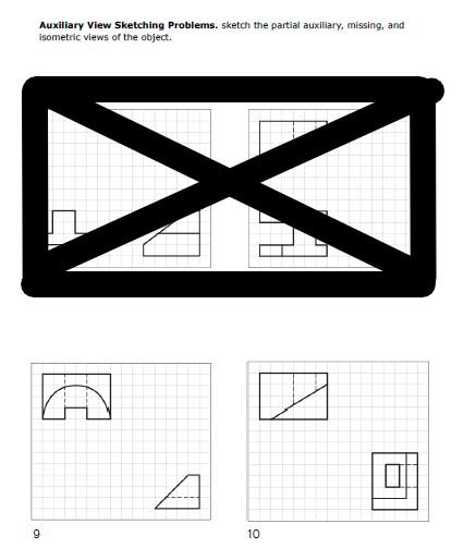 Solved Auxiliary View Sketching Problems. sketch the partial | Chegg.com