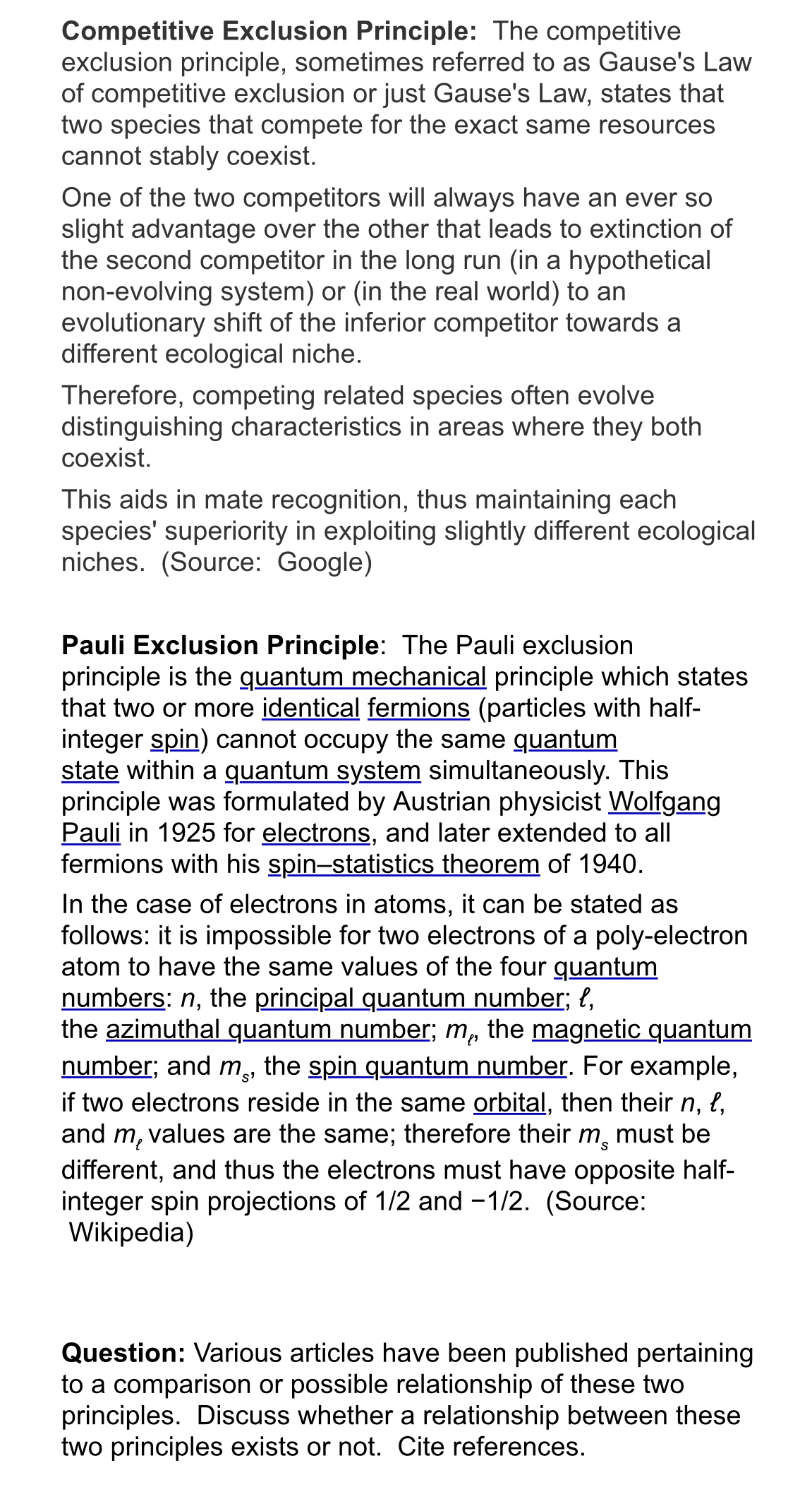 Solved Competitive Exclusion Principle: The competitive | Chegg.com