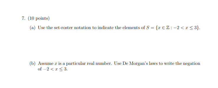 Solved 7. (10 points) (a) Use the set-roster notation to | Chegg.com