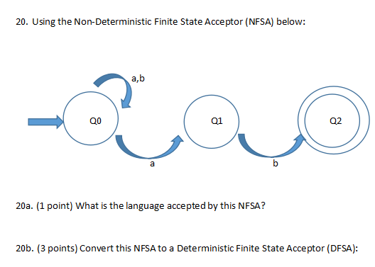 Solved 20. Using the Non-Deterministic Finite State Acceptor | Chegg.com