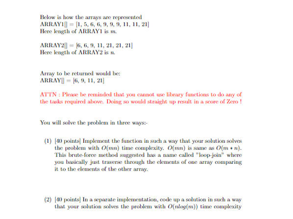 Solved Below is how the arrays are represented ARRAY1 = [1, | Chegg.com