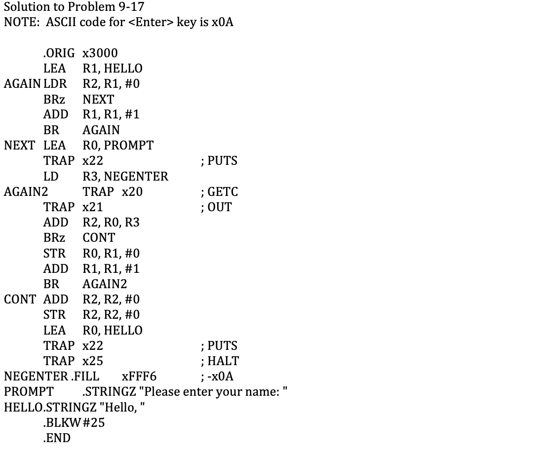 Solution to Problem 9-17 NOTE: ASCII code for key is | Chegg.com